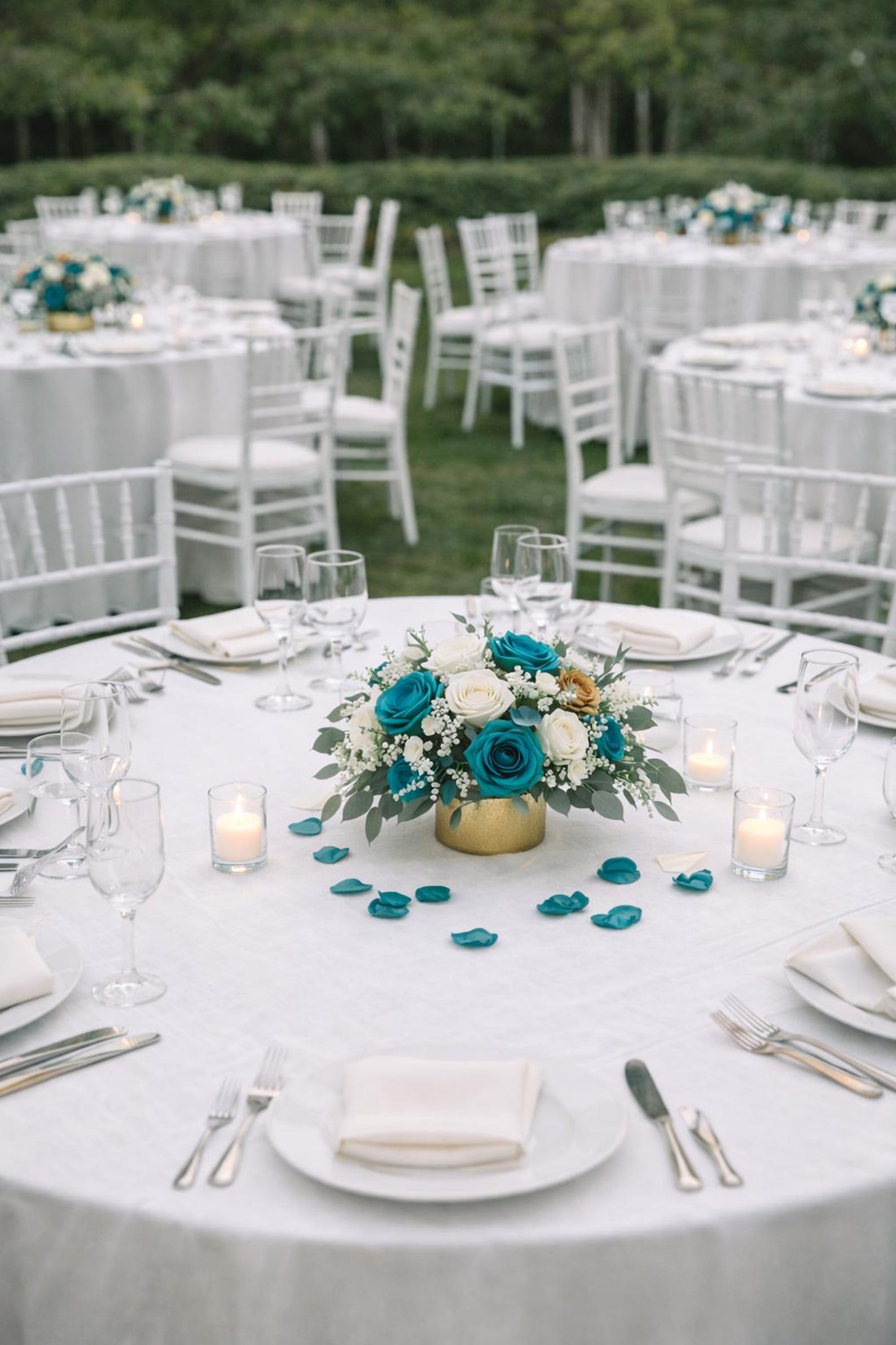 Teal Decorations Flower Girl Basket Wedding Teal Centerpiece Flower ...