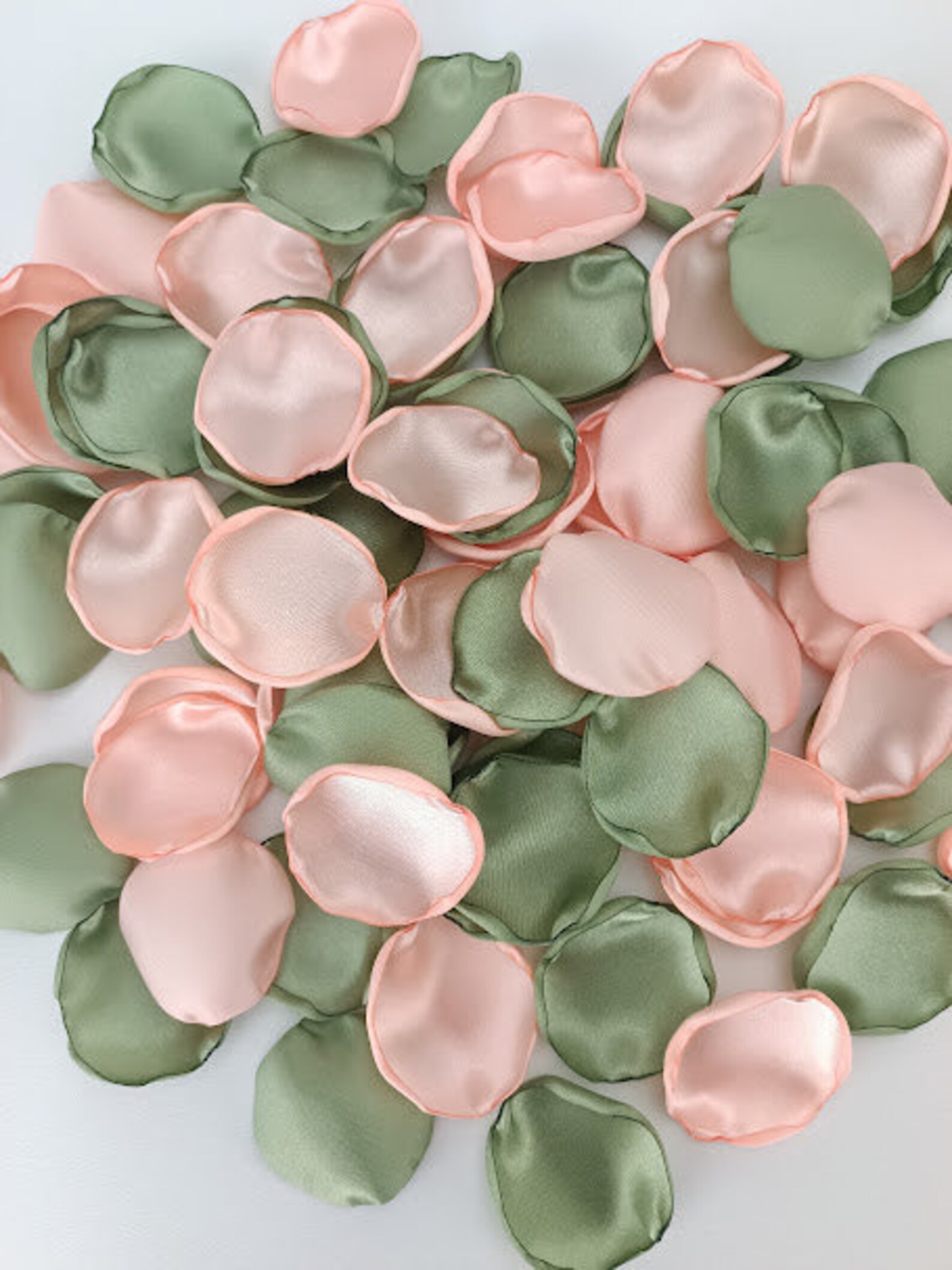 Peach Sage Wedding Flower Girl Basket Sage Green Flower Petals Light ...