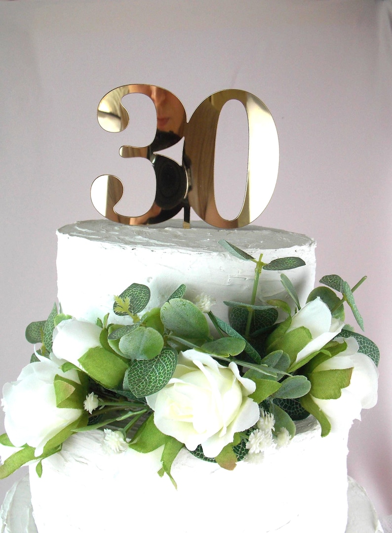 Gold Acrylic Number Cake Topper 30th Birthday Party Decor Milestone ...