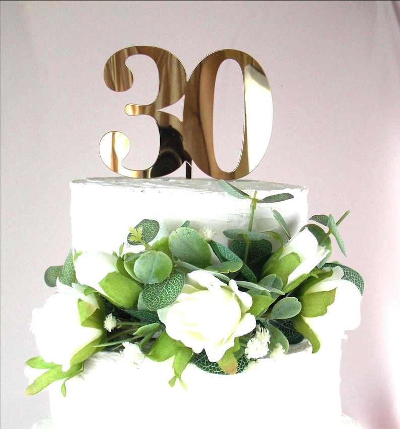 Gold Acrylic Number Cake Topper 30th Birthday Party Decor Milestone ...
