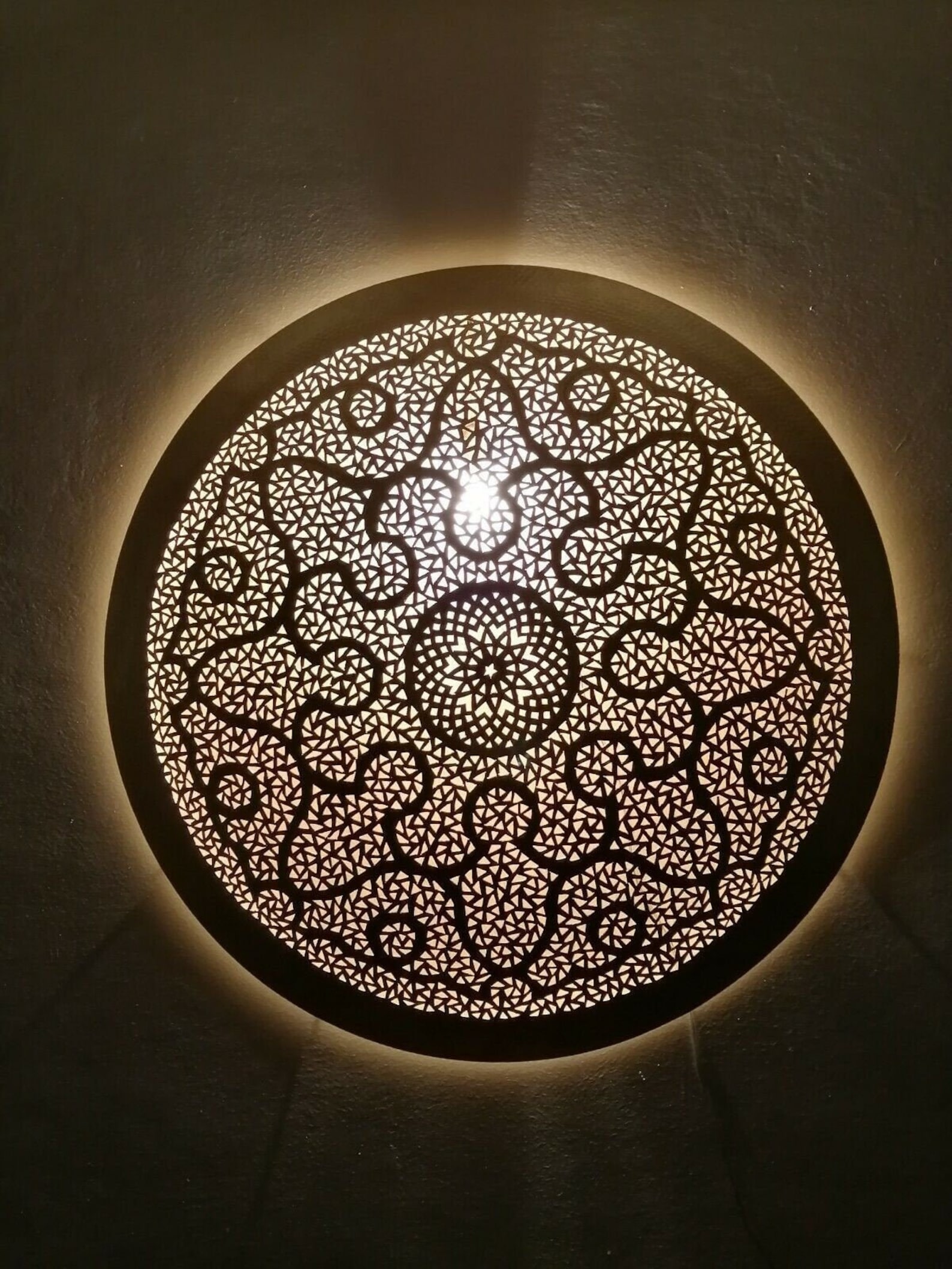 Moroccan Round Wall Light Disc Oriental - Handmade Wall Lamp Brass ...