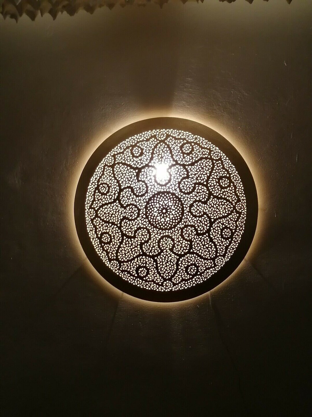 Moroccan Round Wall Light Disc Oriental - Handmade Wall Lamp Brass ...