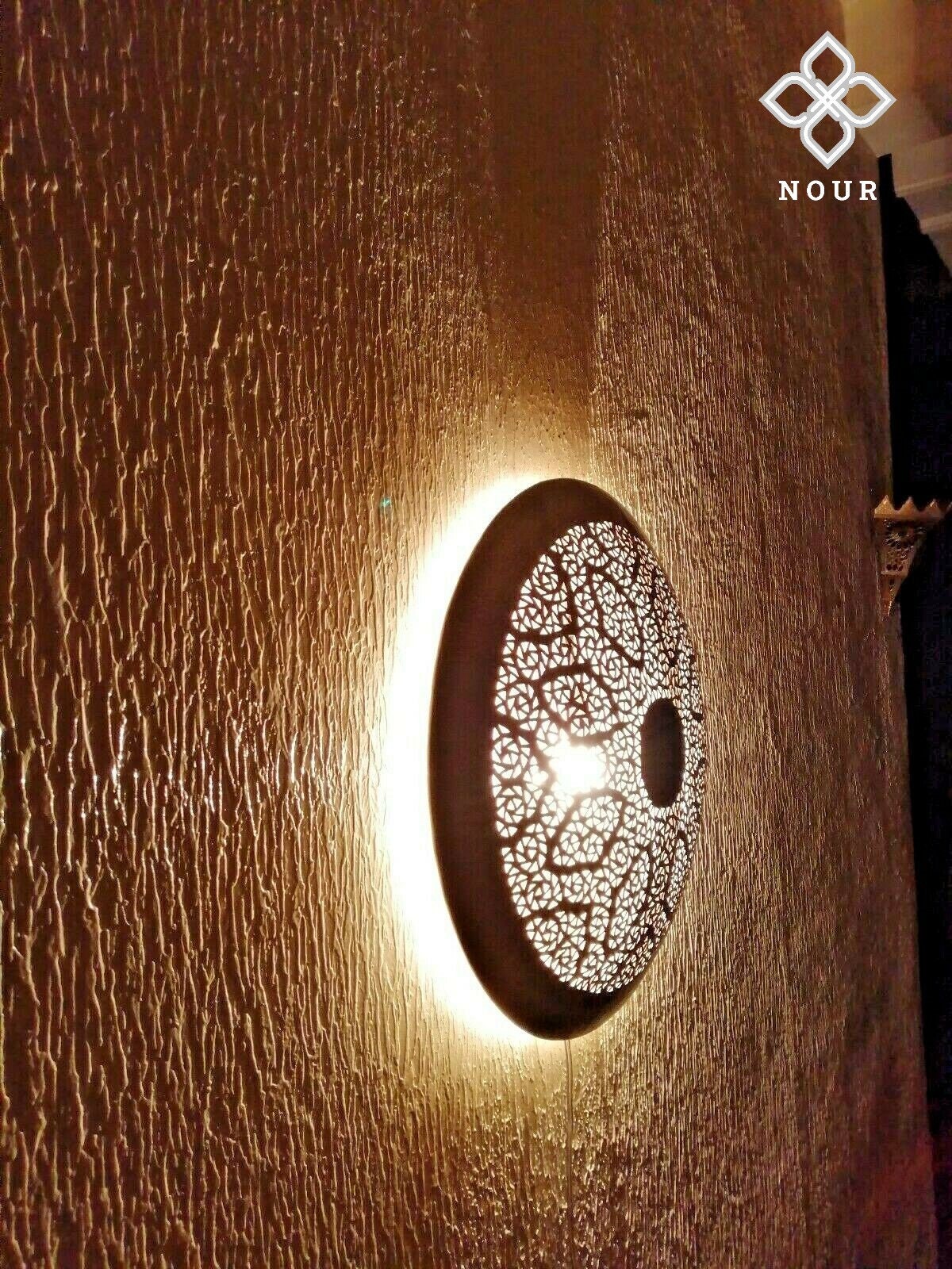 Moroccan Wall Light Disc Oriental Round Wall Lamp Brass Night - Etsy