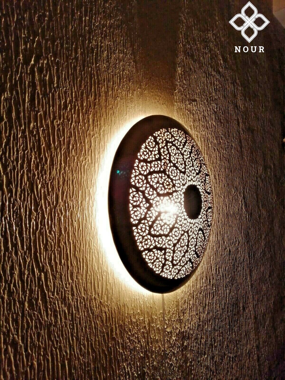 Moroccan Wall Light Disc Oriental Round Wall Lamp Brass Night - Etsy