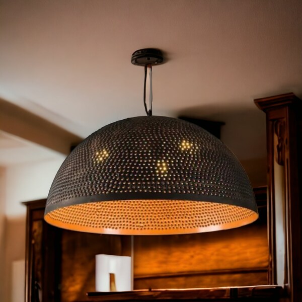 Brass and Black Pendant Light - Etsy