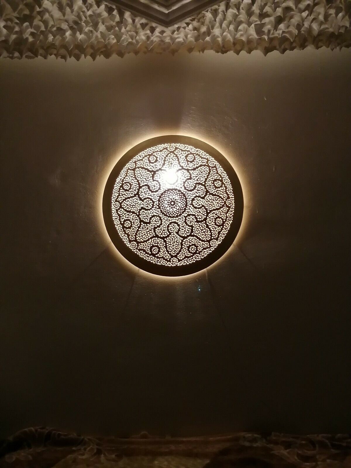 Moroccan Round Wall Light Disc Oriental - Handmade Wall Lamp Brass ...