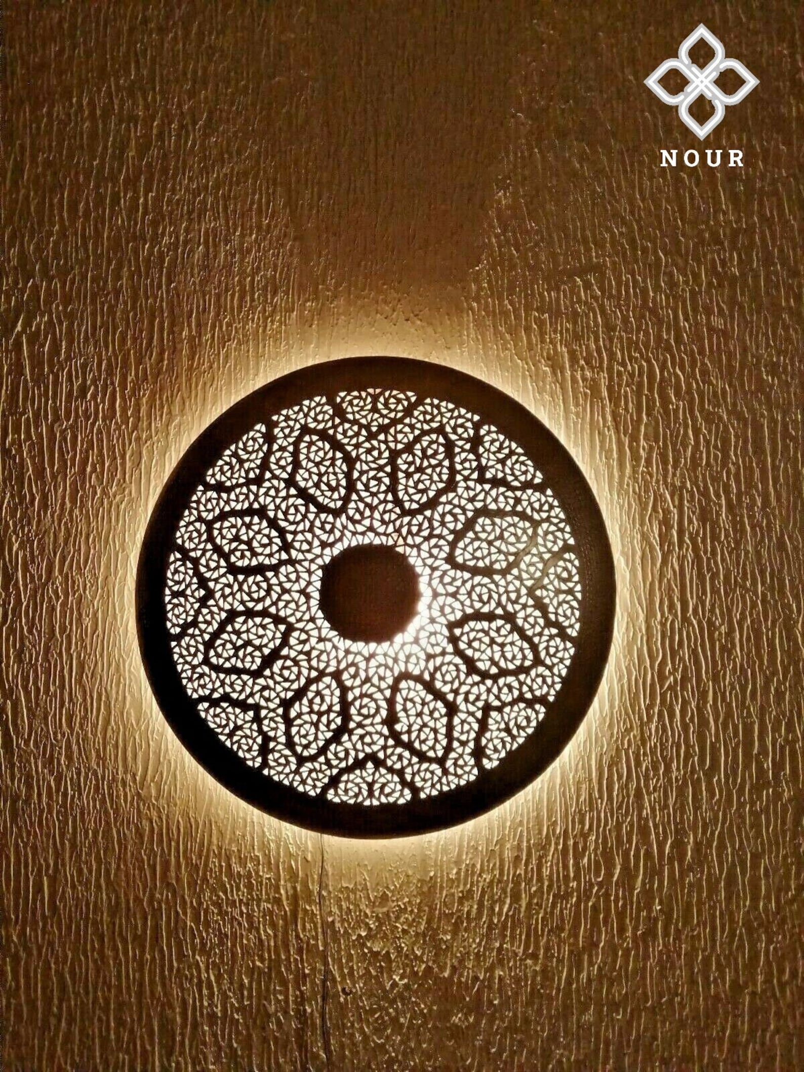 Moroccan Wall Light Disc Oriental Round Wall Lamp Brass Night - Etsy