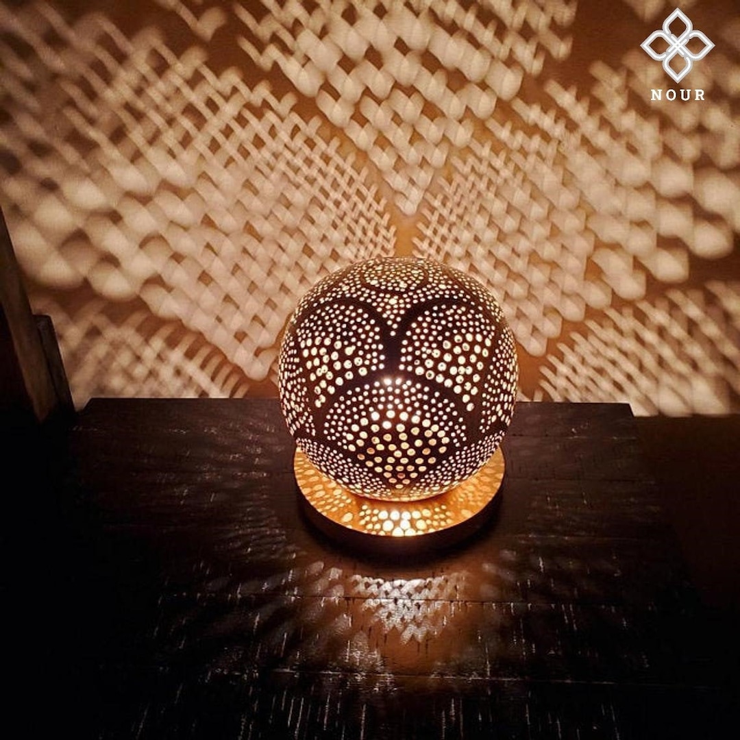 Moroccan Table Lamp, Handmade Brass Lamp, Brass Desk Lamp. Moroccan ...
