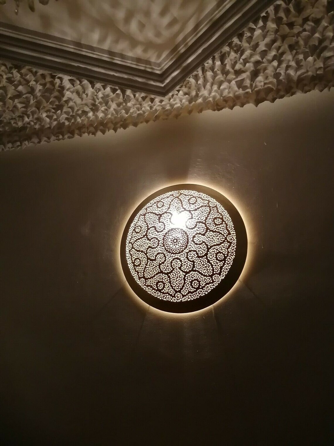 Moroccan Round Wall Light Disc Oriental - Handmade Wall Lamp Brass ...