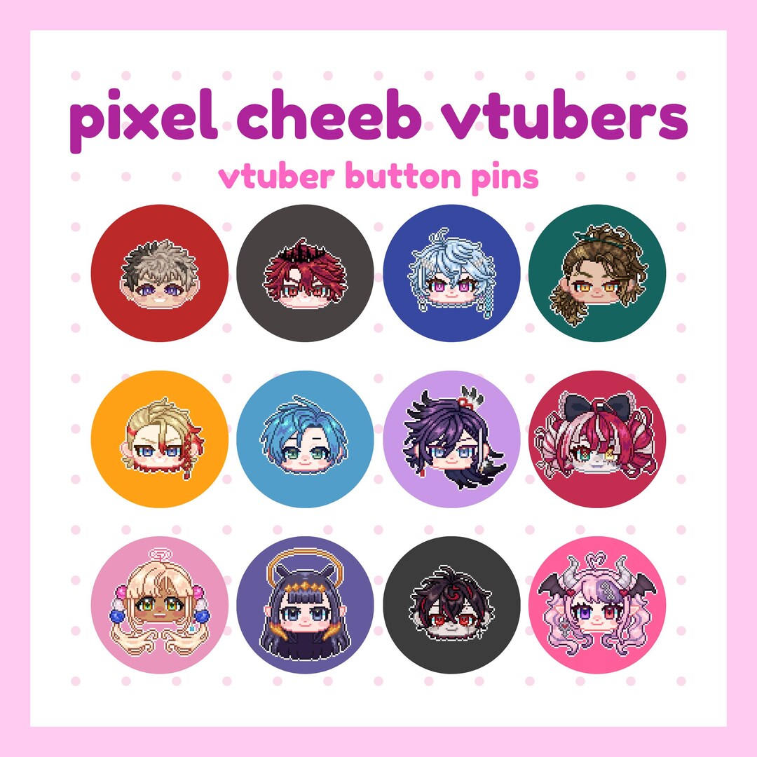 Pixel Chibi Vtuber Matte Laminated Button Pins - Etsy