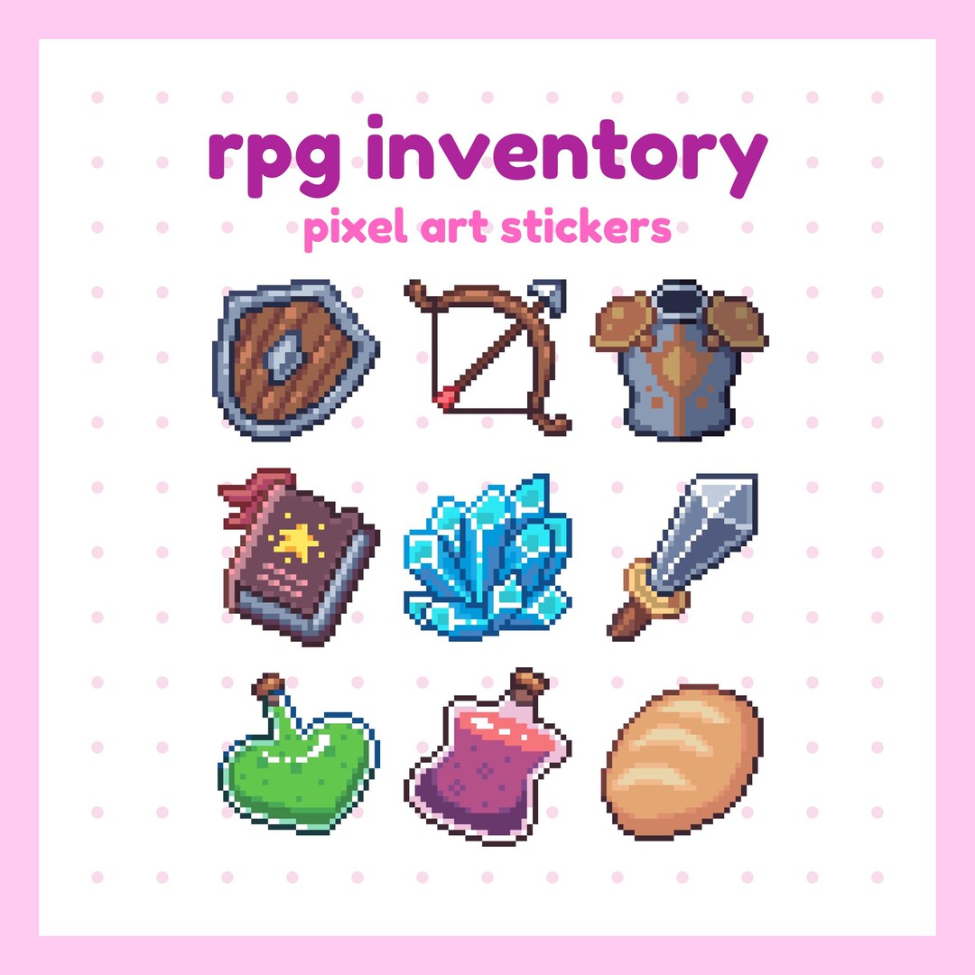RPG Inventory Pixel Art Laminated Vinyl Sticker - Etsy