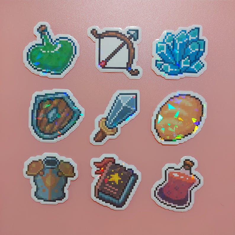 RPG Inventory Pixel Art Laminated Vinyl Sticker - Etsy