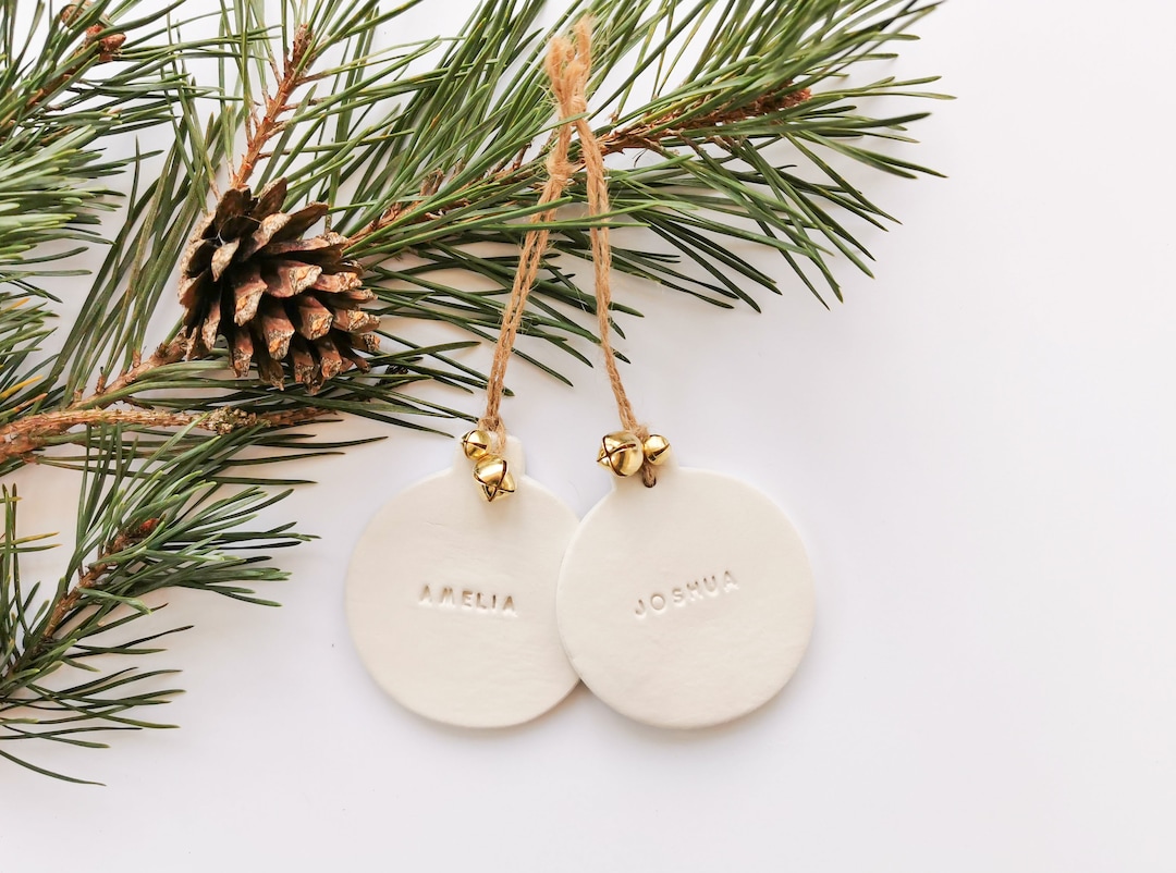 Personalised Name Christmas Bauble - White Christmas Tree Ornament With ...