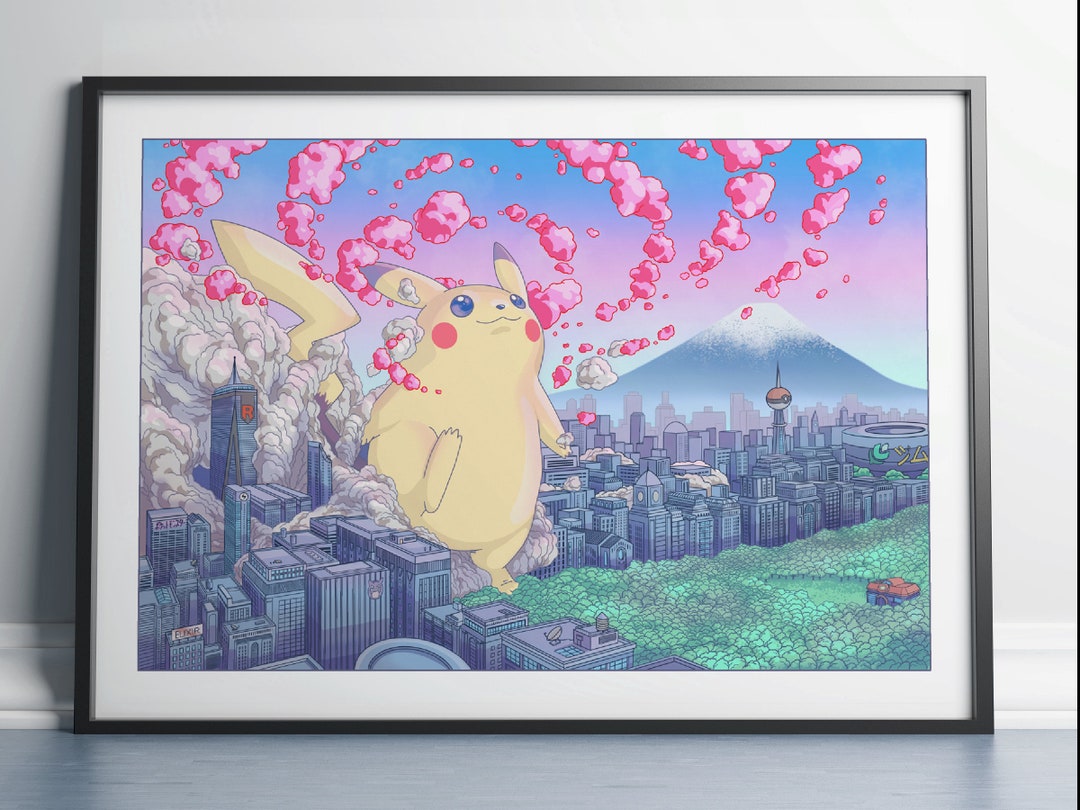 Gigantamax Pikachu || Godzilla || Kaiju - Art Print - Etsy