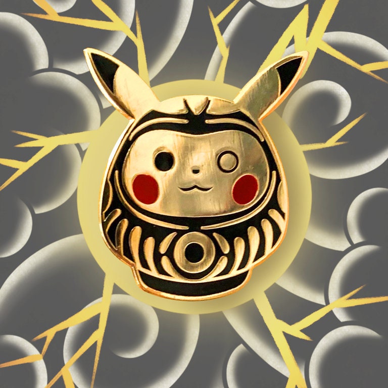 Pikachu Inspired Pokemon Daruma Doll Gold Enamel Pin - Etsy UK