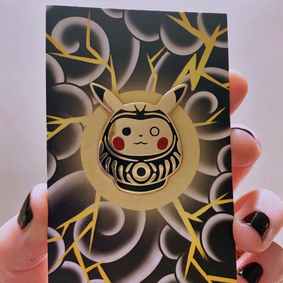 Pikachu Inspired Pokemon Daruma Doll Gold Enamel Pin | Etsy UK