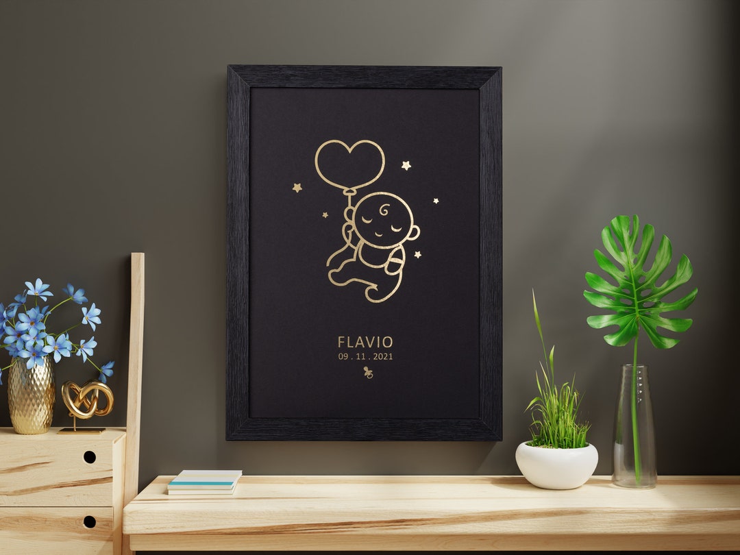 Personalized Newborn Print on A4 Cardboard, Printed With Gold, Silver ...