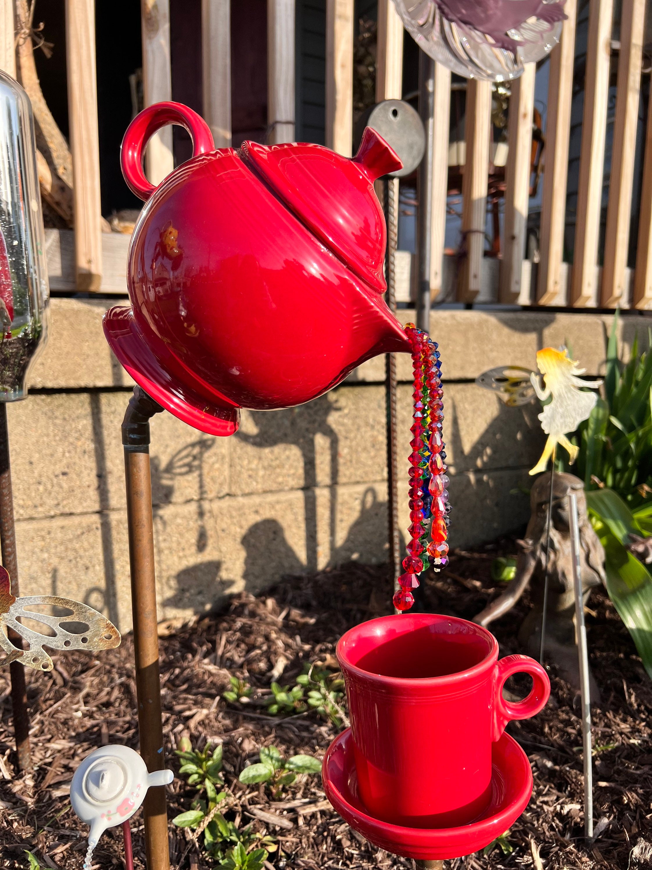 Red Teacup And Teapot