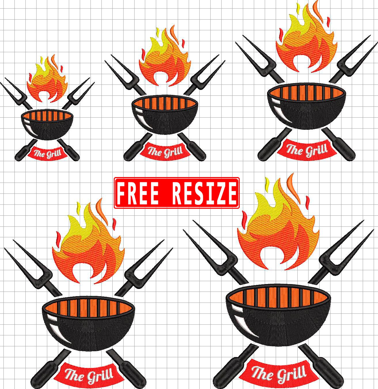 Barbecue Machine Embroidery Design BBQ Embroidery Pattern - Etsy