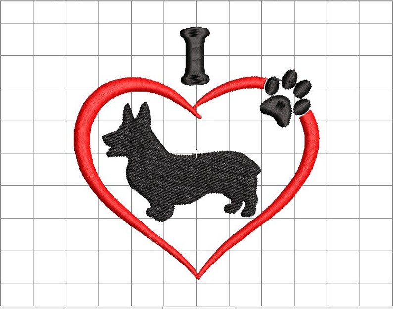 I Love Corgi Machine Embroidery Design 5 Size INSTANT - Etsy