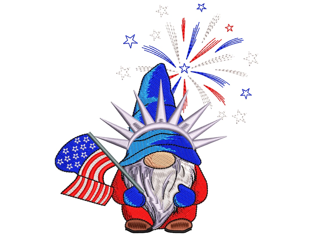 Patriotic Gnome Embroidery Design 4th of July Embroidery - Etsy