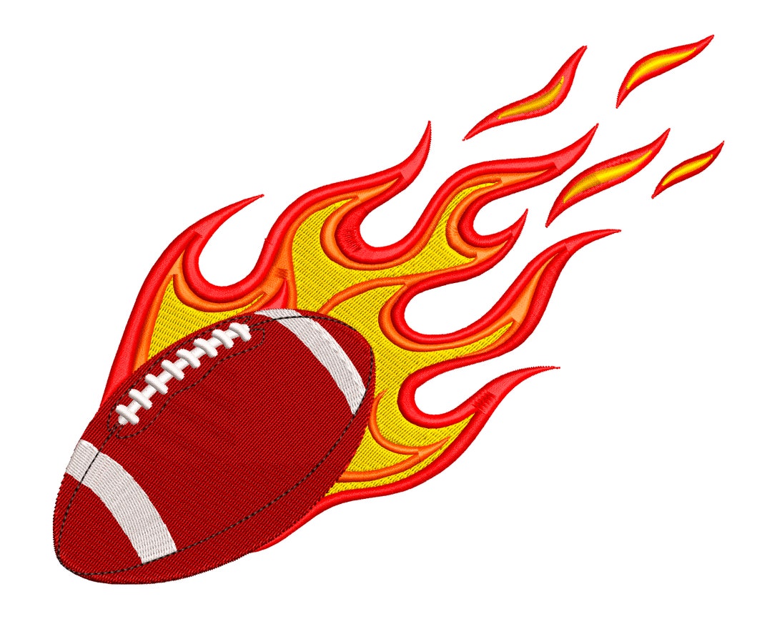 FIREBALL Embroidery Design, Football Fire Embroidery Pattern, Flaming ...