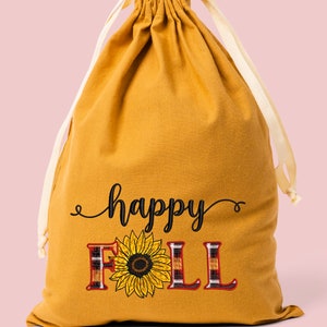 Happy Fall Embroidery Design, Fall Sunflower Embroidery File 5 Size ...