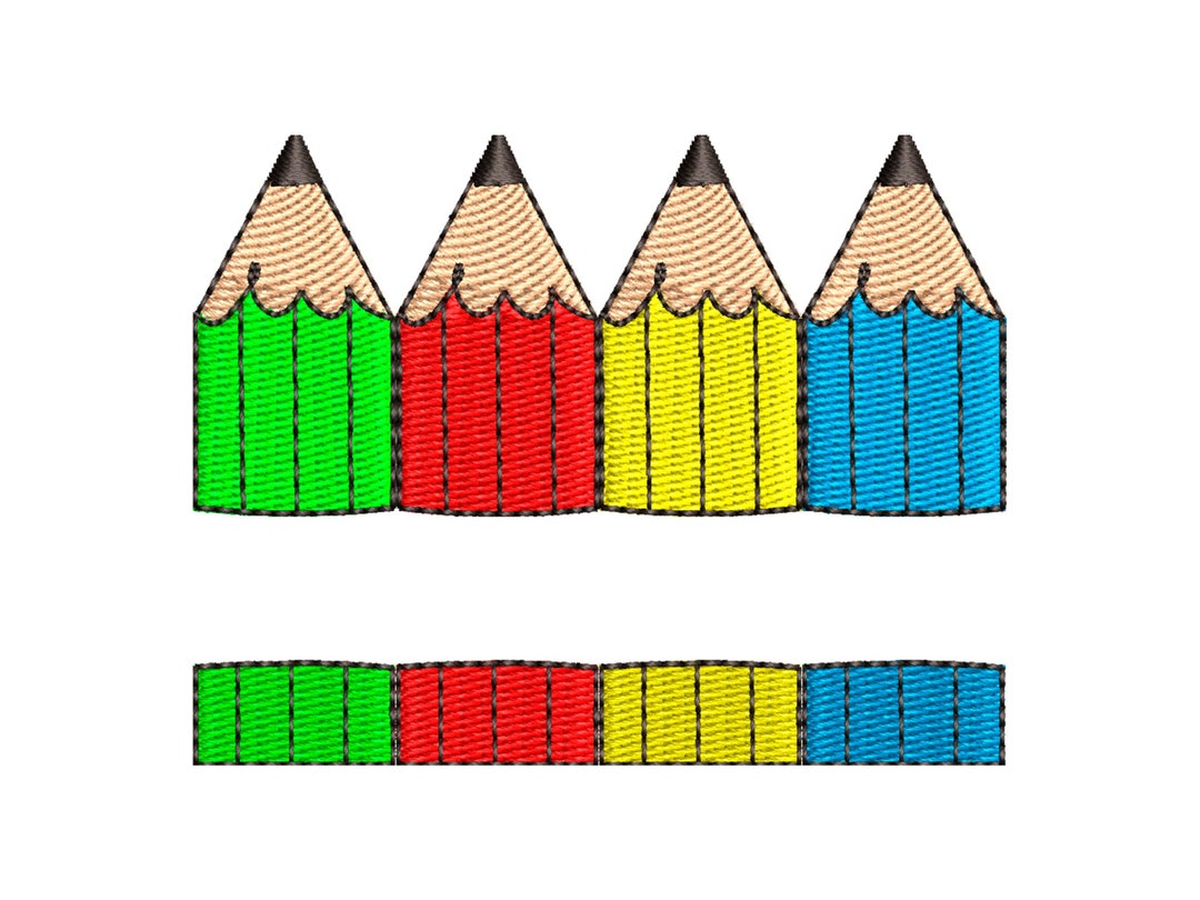 Colorful Pencil Split Embroidery Design, Back to School Embroidery ...