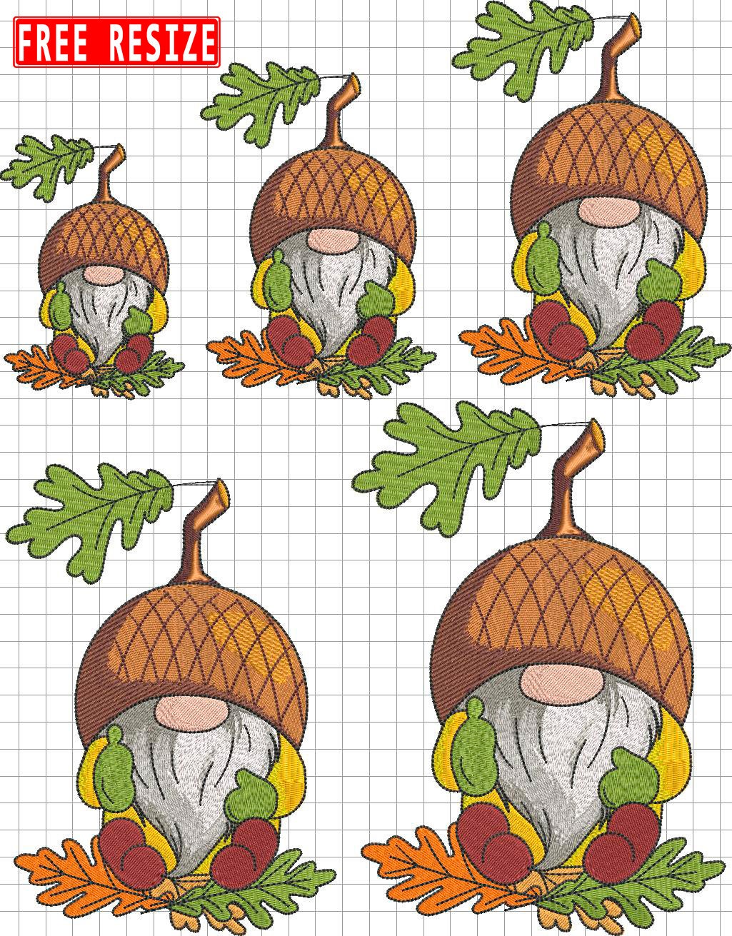 Acorn Gnome Embroidery Design Fall Gnome Embroidery Pattern - Etsy