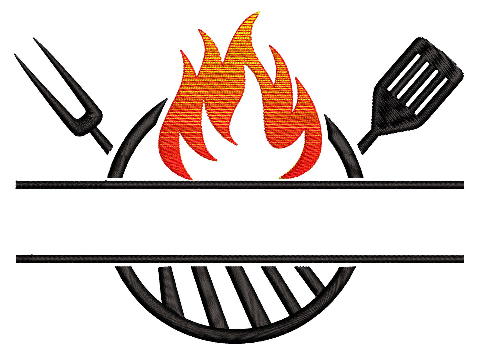 Grill Split Monogram Machine Embroidery Design BBQ Embroidery - Etsy