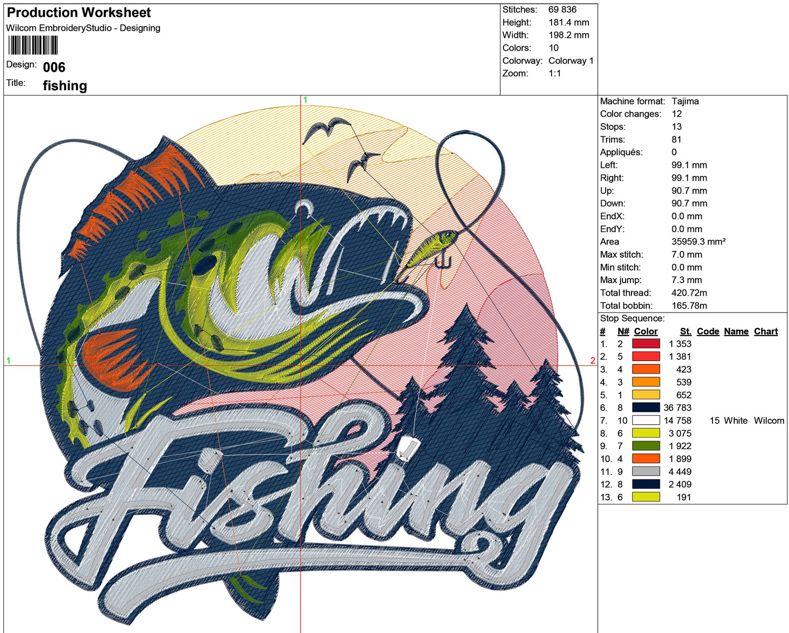 Fishing Embroidery Design, Bass Fish Machine Embroidery File, Instant ...