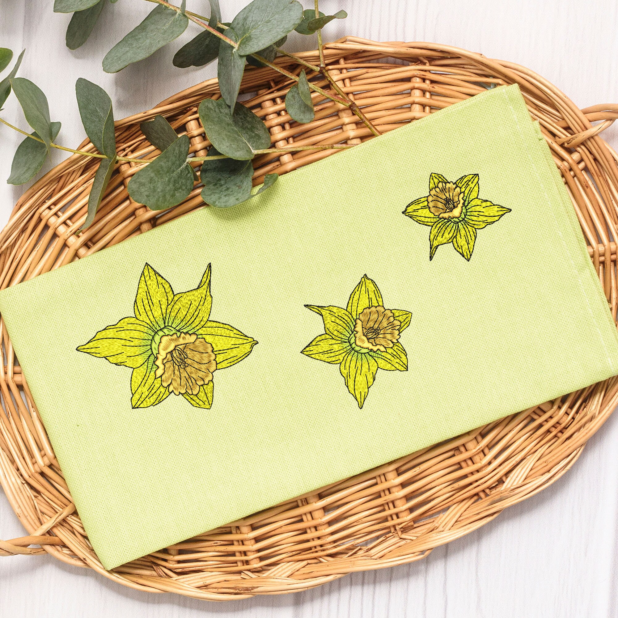 Daffodil Embroidery Design, Narcissus Flower, Spring Floral Machine ...