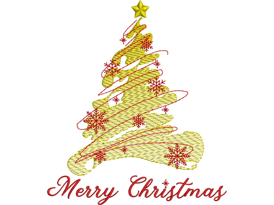 Christmas Tree Machine Embroidery Design, Merry Christmas Embroidery ...