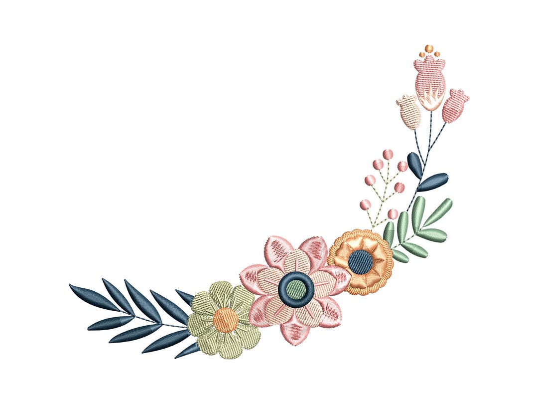 Frame Flowers Machine Embroidery Design, Flower Wreath Embroidery ...