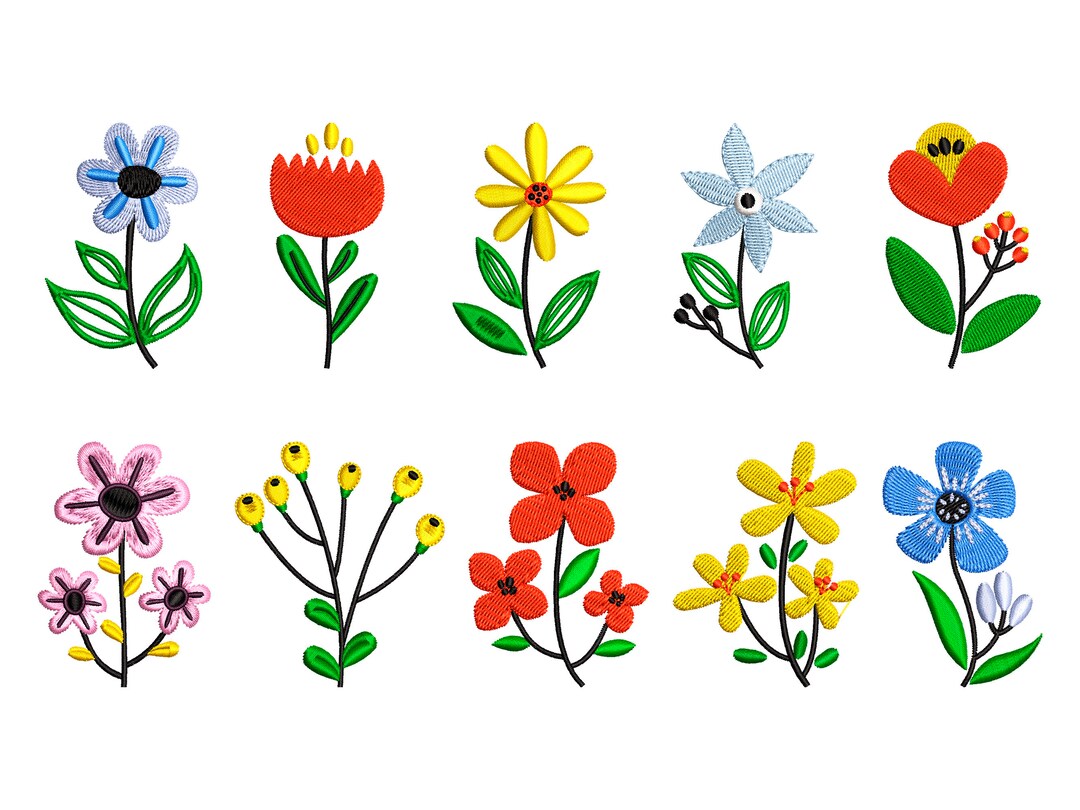 Flower Set Machine Embroidery Design, Floral Embroidery File Includes ...