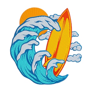 Surfboard Waves Machine Embroidery Design, 5 Sizes, Instant Download - Etsy