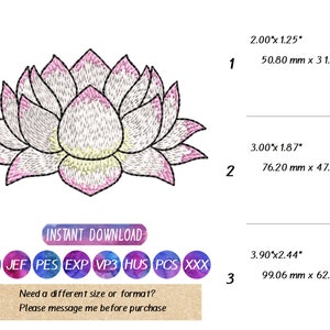 Mini Lotus Flower Machine Embroidery Design, Tiny Water Lily Embroidery ...