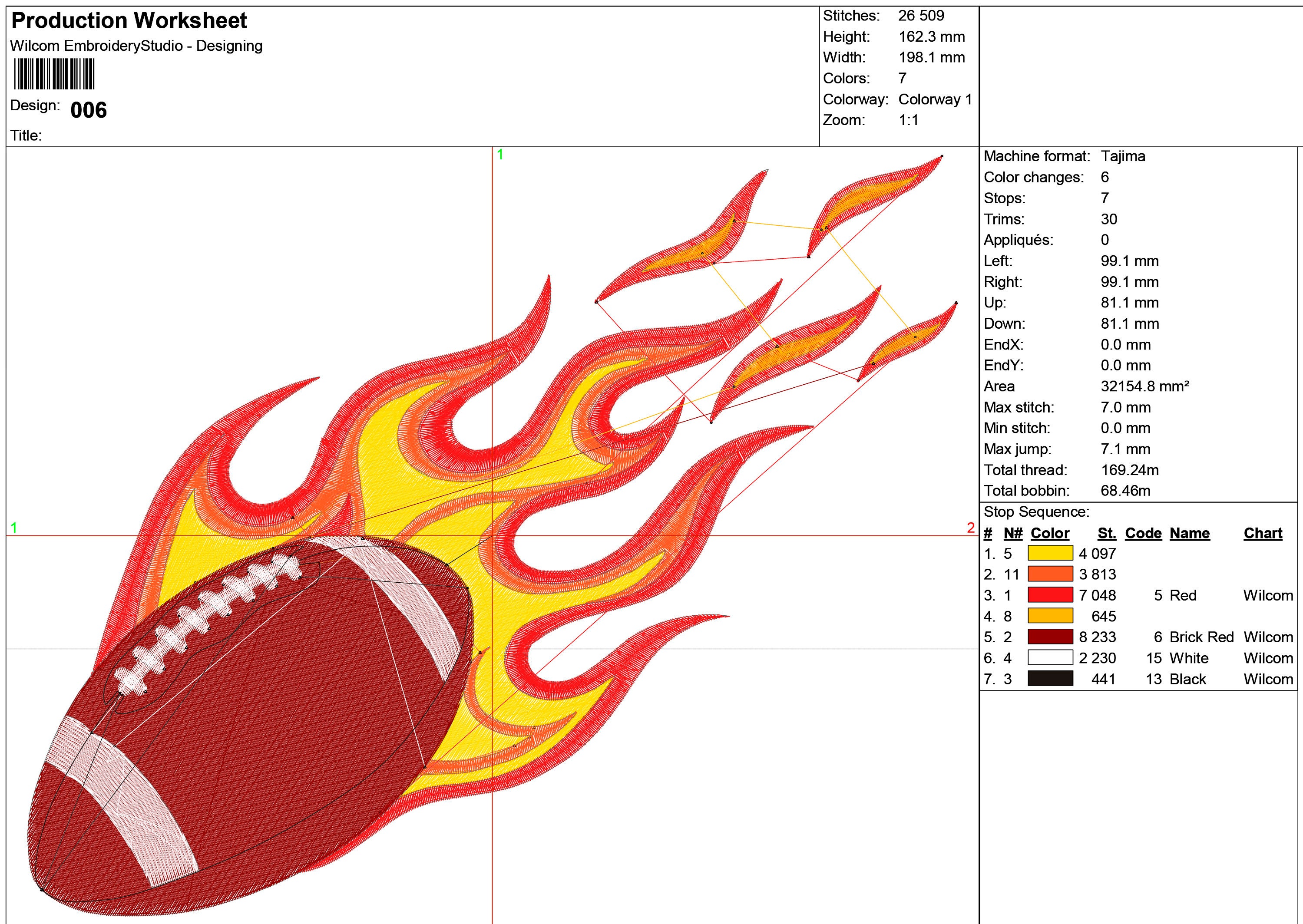 FIREBALL Embroidery Design, Football Fire Embroidery Pattern, Flaming ...