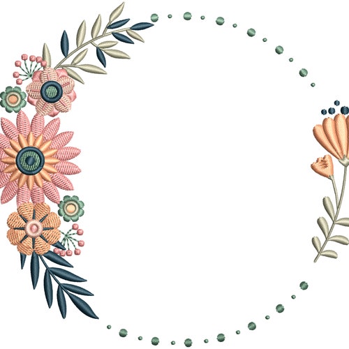 Frame Flowers Machine Embroidery Design Flower Wreath - Etsy