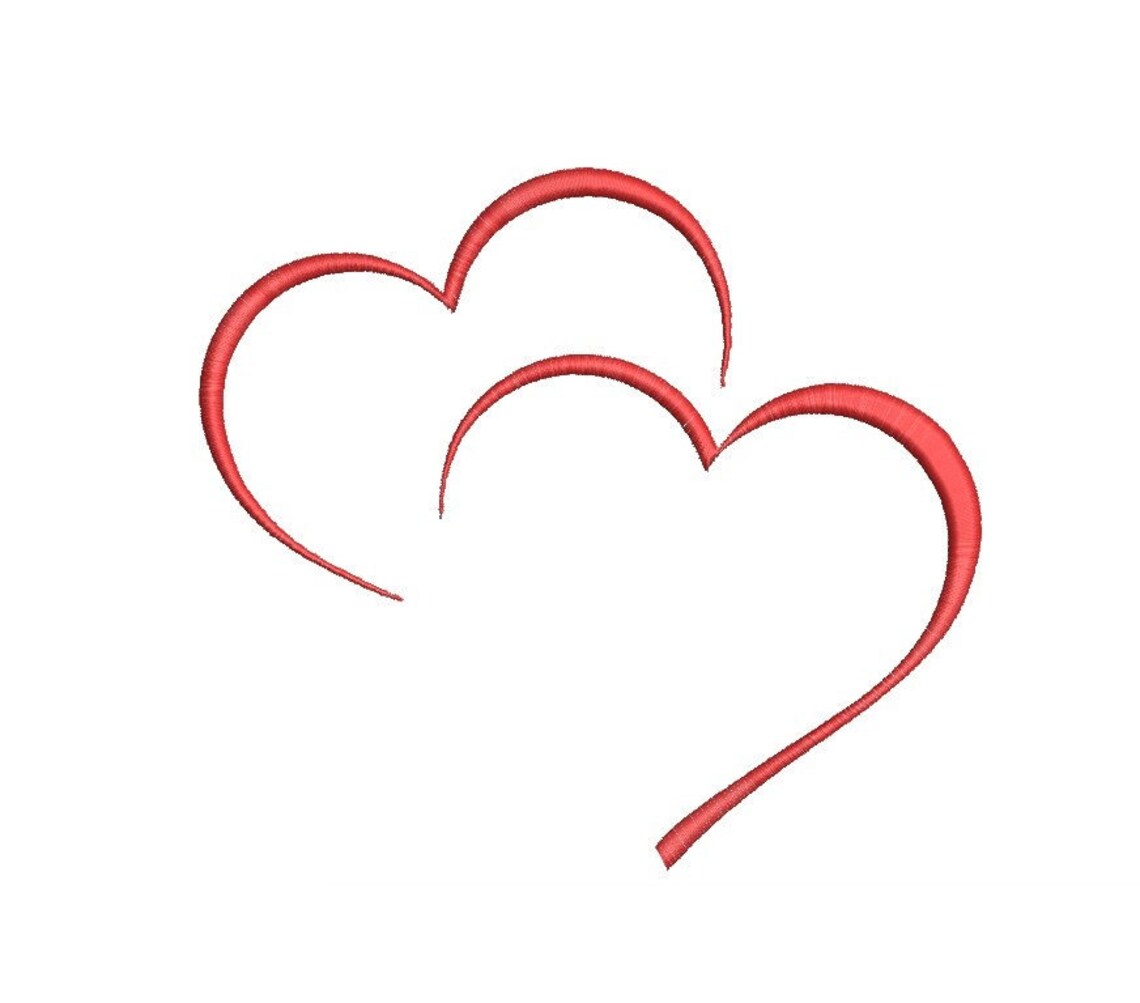 Double Heart Embroidery Design Two Hearts Machine Embroidery - Etsy