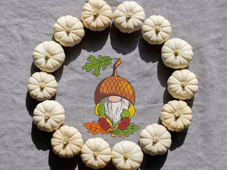Acorn Gnome Embroidery Design Fall Gnome Embroidery Pattern - Etsy