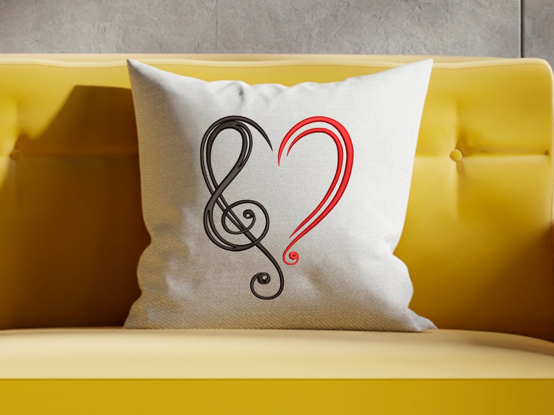 Music Heart Notes Embroidery Design 6 Size - INSTANT DOWNLOAD - Etsy