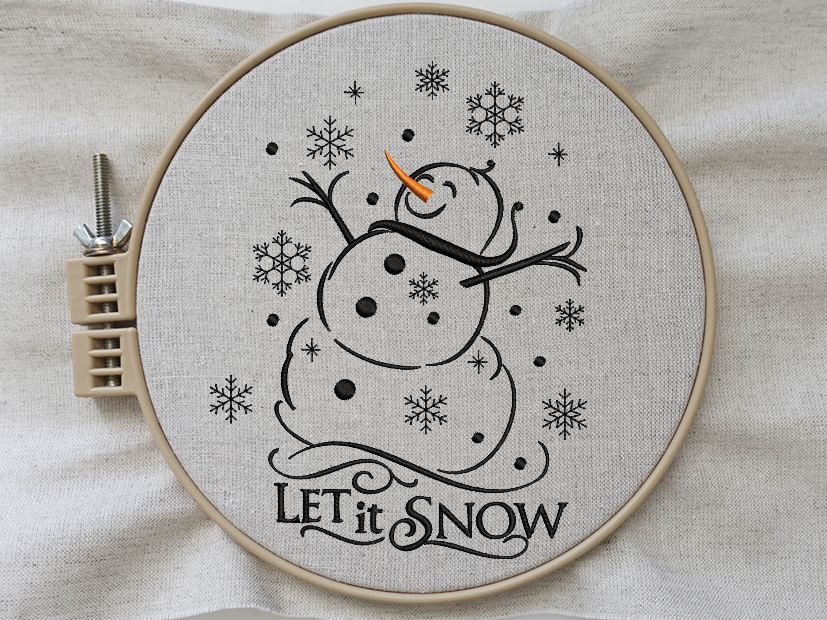 Snowman Machine Embroidery Design Let It Snow Ornament - Etsy