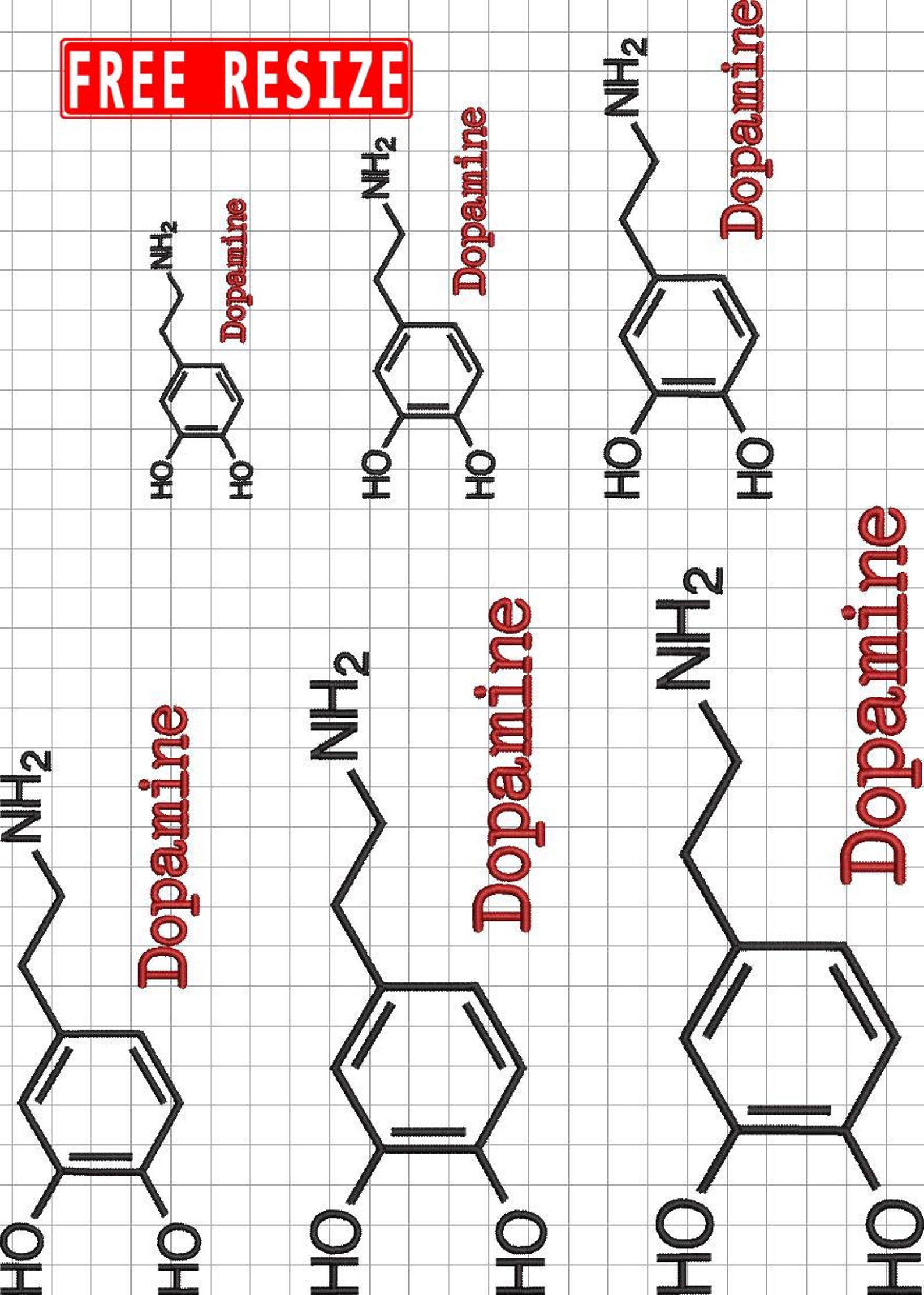 Dopamine Molecule Embroidery Design, Science Machine Embroidery File ...