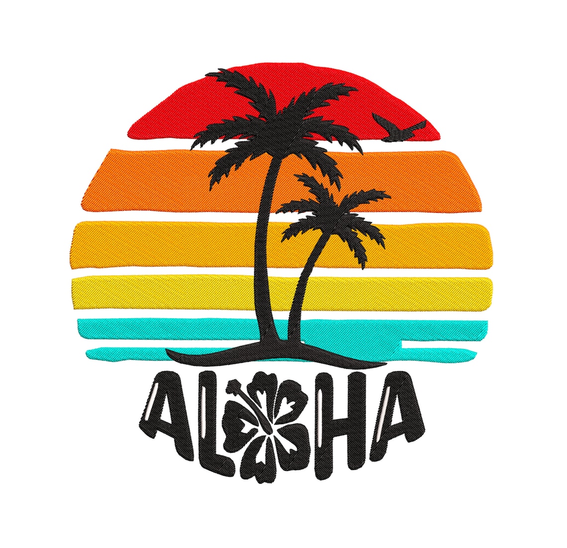 Aloha Sunrise Sunset Machine Embroidery Design Summer - Etsy