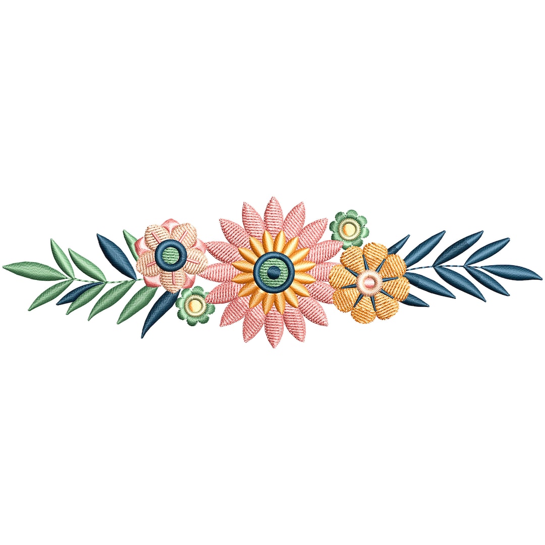 Border Flowers Machine Embroidery Design, Floral Embroidery Pattern 5 ...
