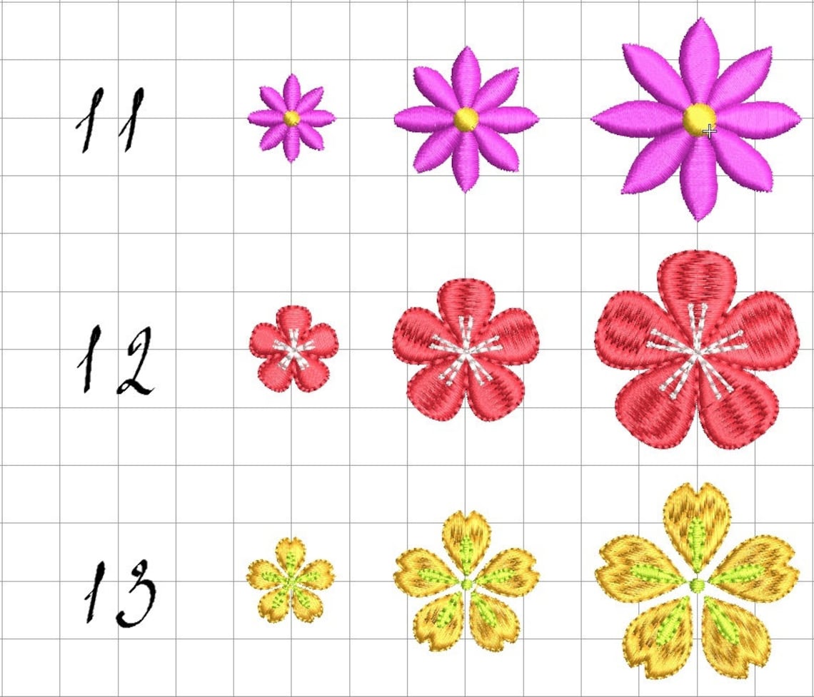 Flower Set Machine Embroidery Design Mini Plant Embroidery | Etsy