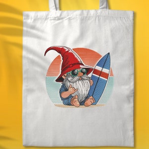 Summer Surfer Gnome Embroidery Design, Shaka Gnome Embroidery Pattern ...
