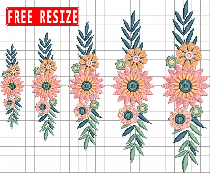 Border Flowers Machine Embroidery Design Floral Embroidery - Etsy