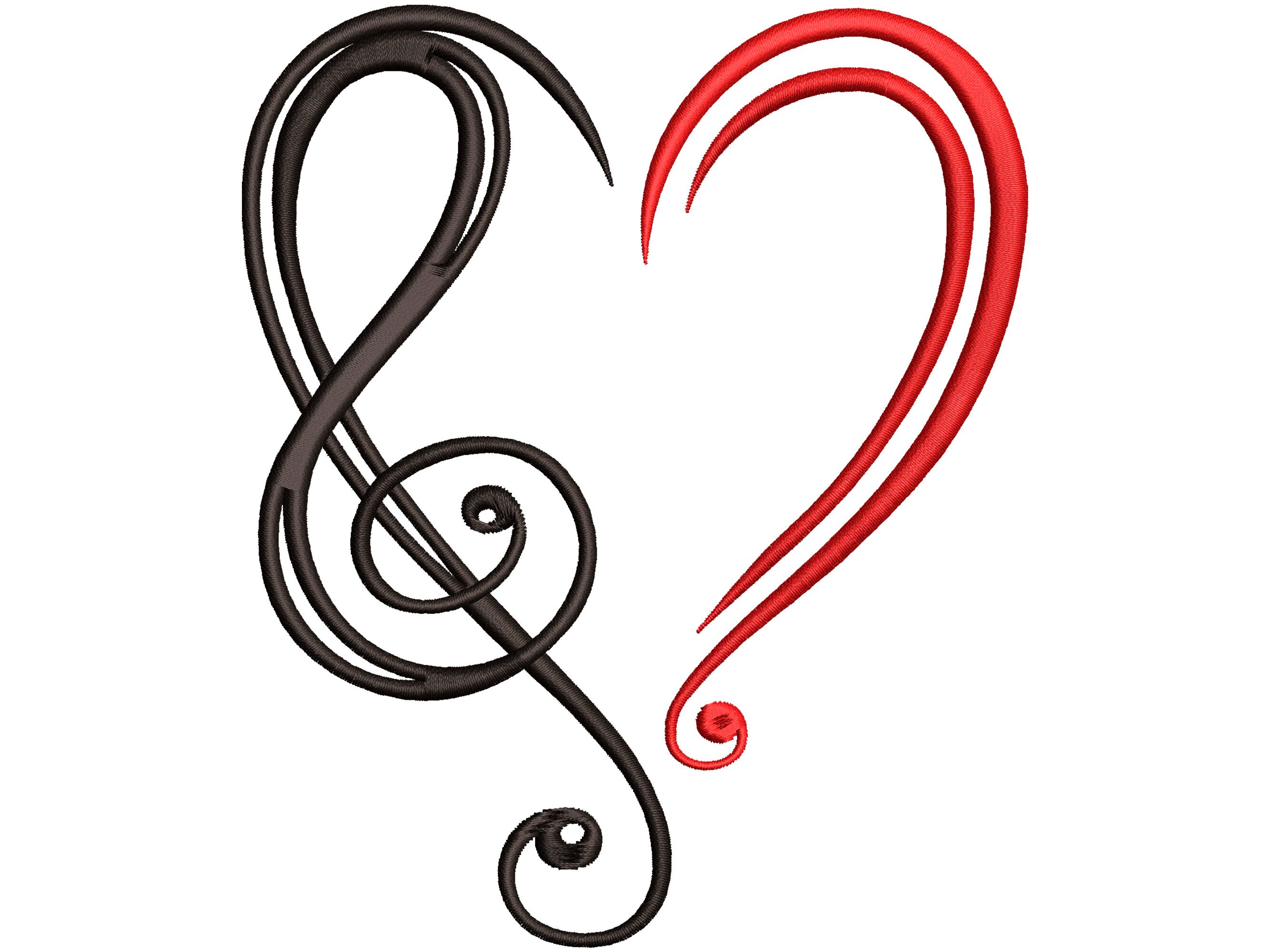 Music Heart Notes Embroidery Design 6 Size INSTANT DOWNLOAD - Etsy